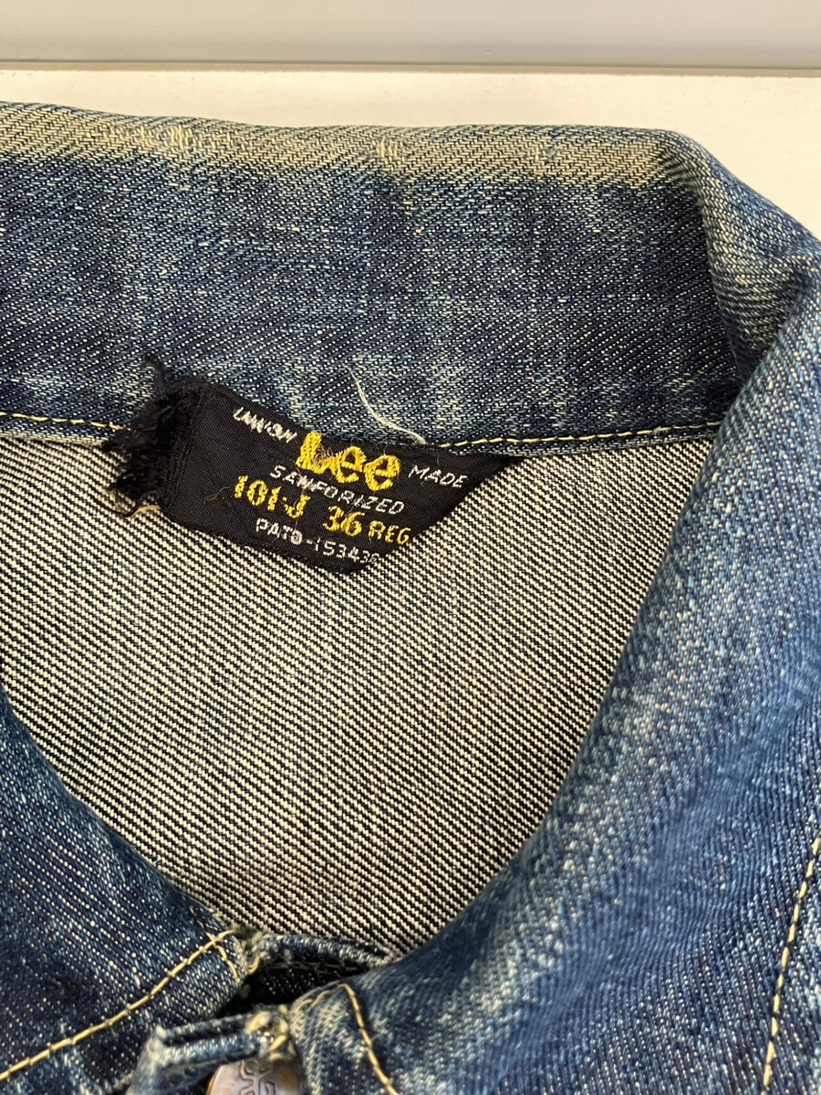 リー Lee 50's~60's 50～60年代 最初期黒タグ 三角黒タグ 101-J デニムジャケット Gジャン 袖カットオフ ヴィンテージ vintage 36 REG ベスト ブルー ...