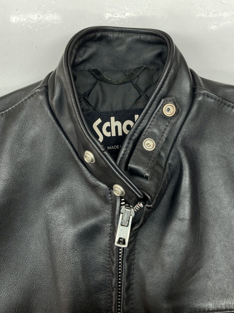 ショット SCHOTT LEATHER JACKET レザー ジャケット シングルライダース バイカー USA製 黒 641Q 42 ジャケット 無地 ブラック 104MT-904 | 古着 ...