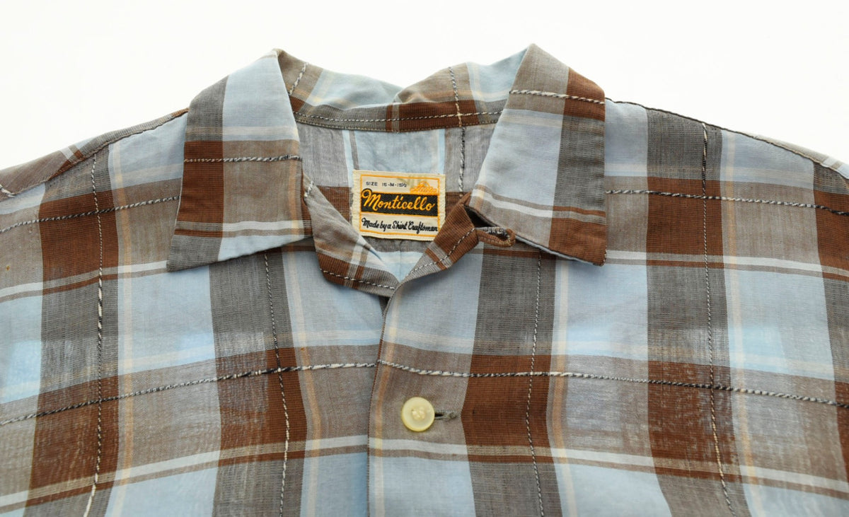 ヴィンテージ Vintage 60’s~70's Monticello L/S check shirts オープンカラーシャツ チェック 長袖 ...